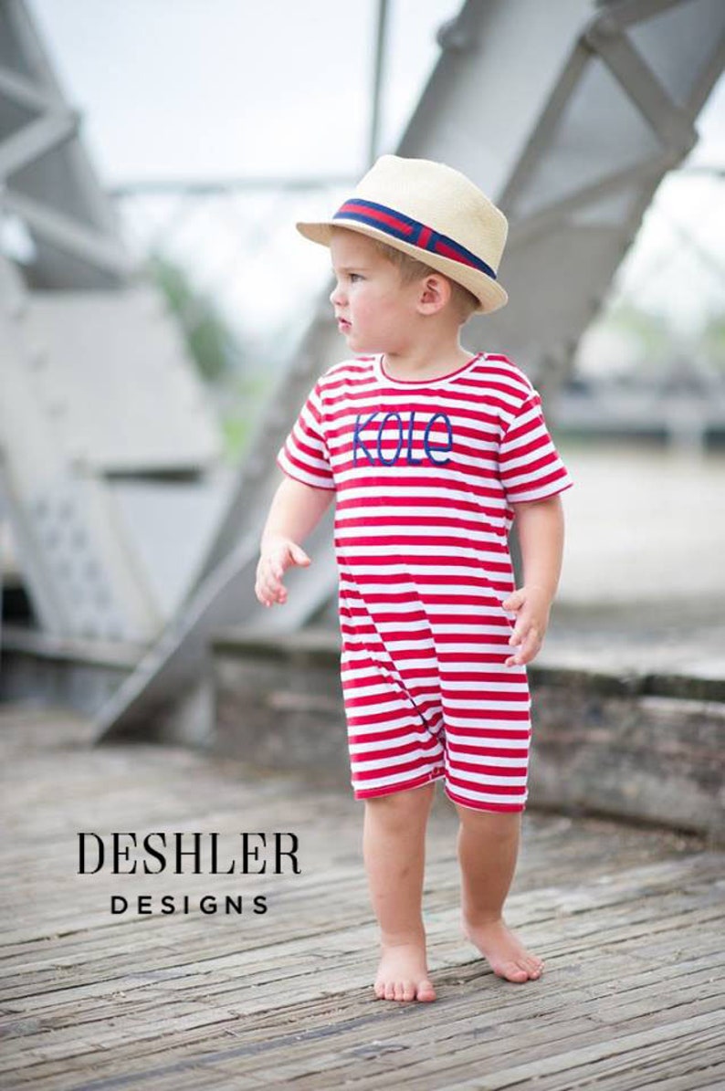 Boys Monogram Romper, Monogram Boys Romper, Monogram Romper ...