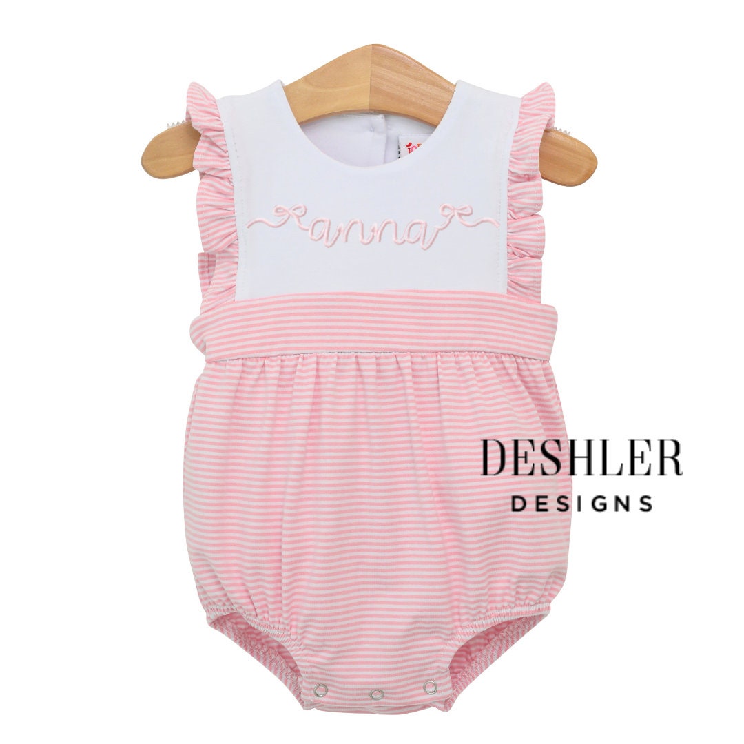 Pink Ruffle Bubble, Monogram Pink Bubble, Pink Monogam Bubble, Girls ...