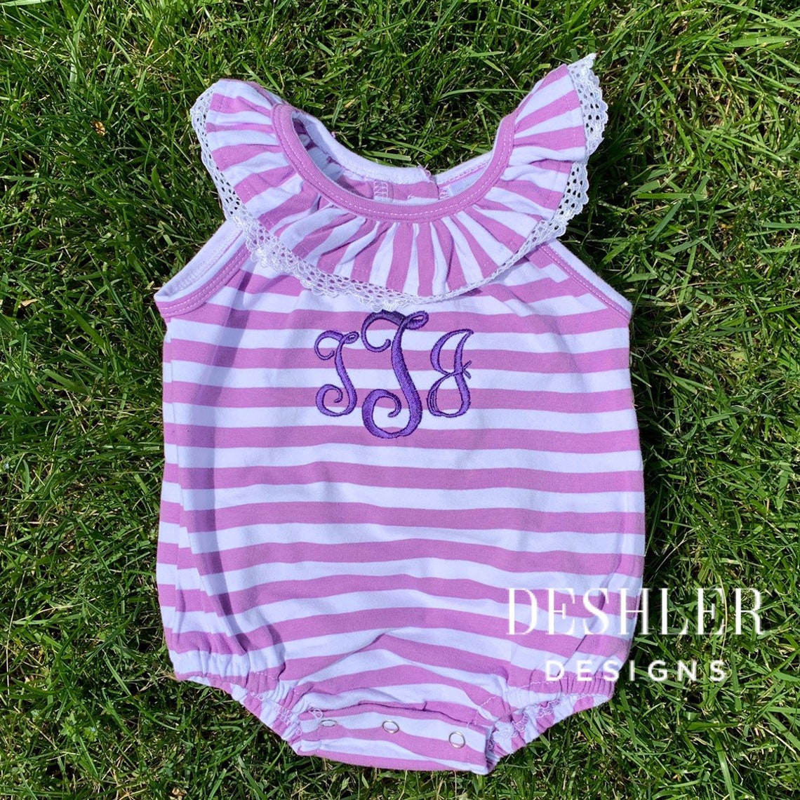 Monogram Baby Girl Bubble, Monogram Girls Sunsuit, Monogram Bubble ...