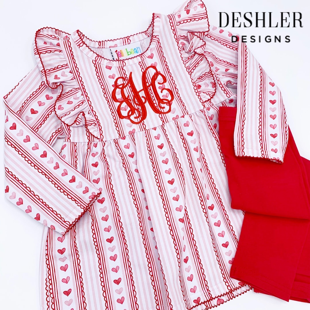 Monogram Girls Valentines Outfit, Valentines Outfit, Valentines Girls ...