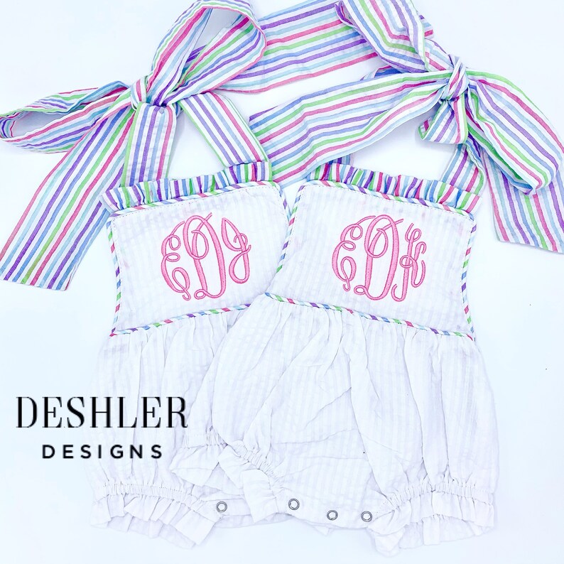 Seersucker Romper Seersucker Bubble Ruffle Romper Ruffle - Etsy
