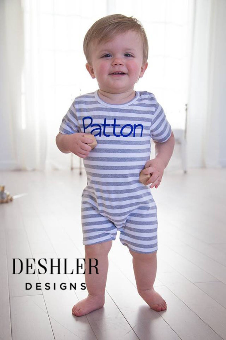 Boys Monogram Romper Monogram Boys Romper Monogram Romper - Etsy