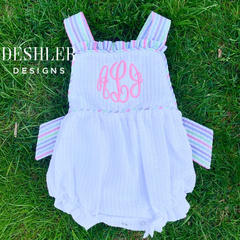 Seersucker Romper Seersucker Bubble Ruffle Romper Ruffle - Etsy