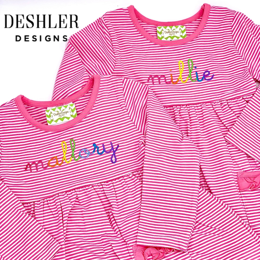 Toddler Dress, Little Girl Dress, Pink Monogram Dress, Monogrammed ...