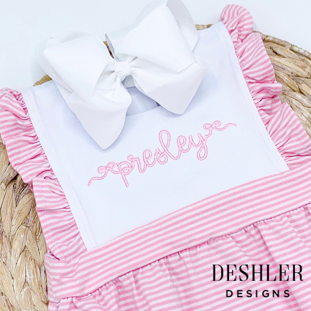 Pink Ruffle Bubble, Monogram Pink Bubble, Pink Monogam Bubble, Girls ...