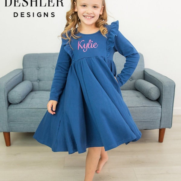 Girls Monogram Dress - Etsy