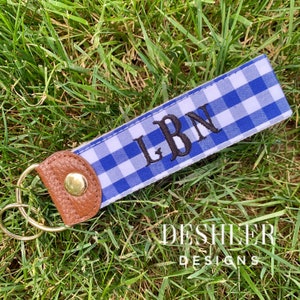 Gingham Key Fob, Gingham Keychain, Pink Gingham Keychain, Blue Gingham ...