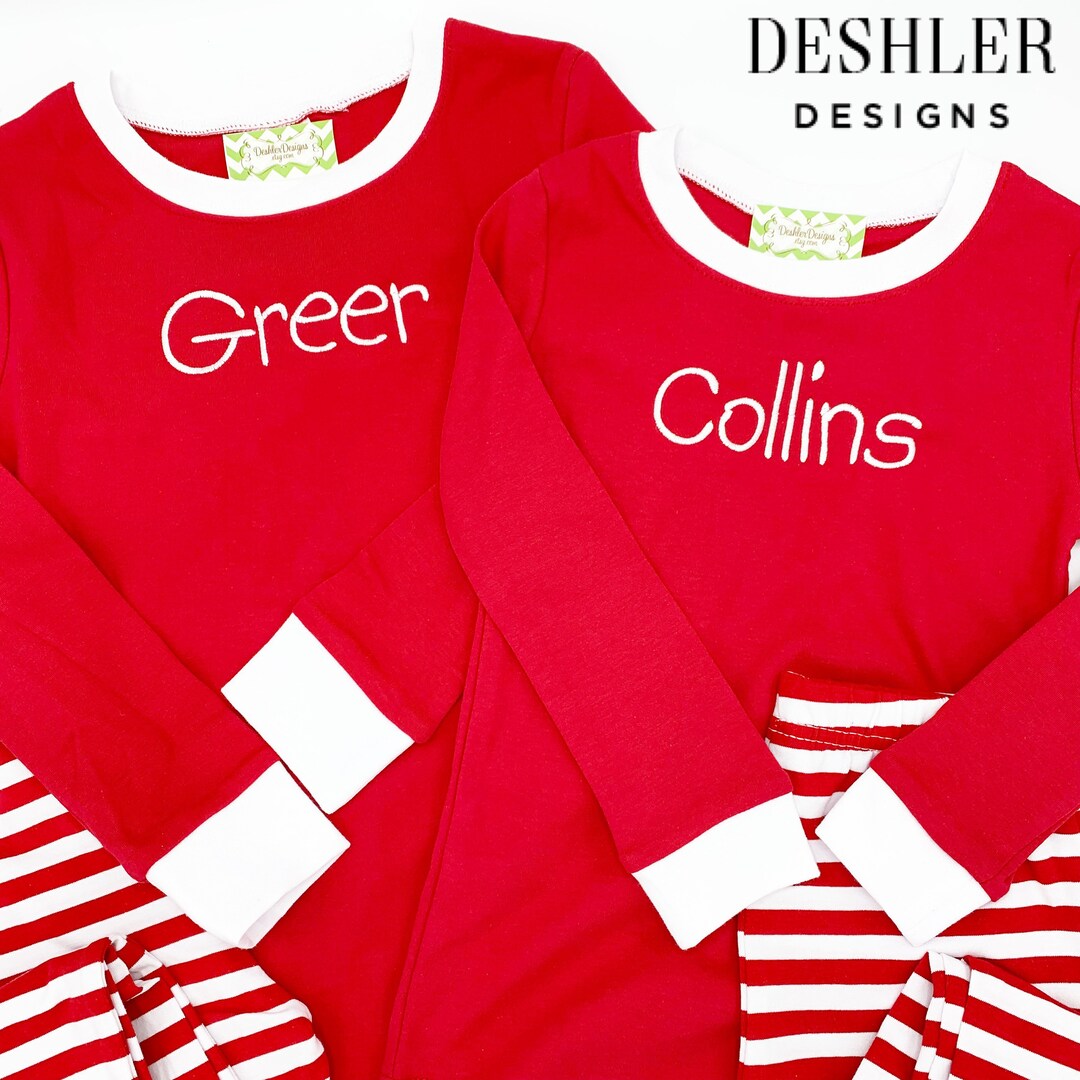 Red Stripe Christmas Pajamas, Matching Family Pajamas, 2 Piece ...
