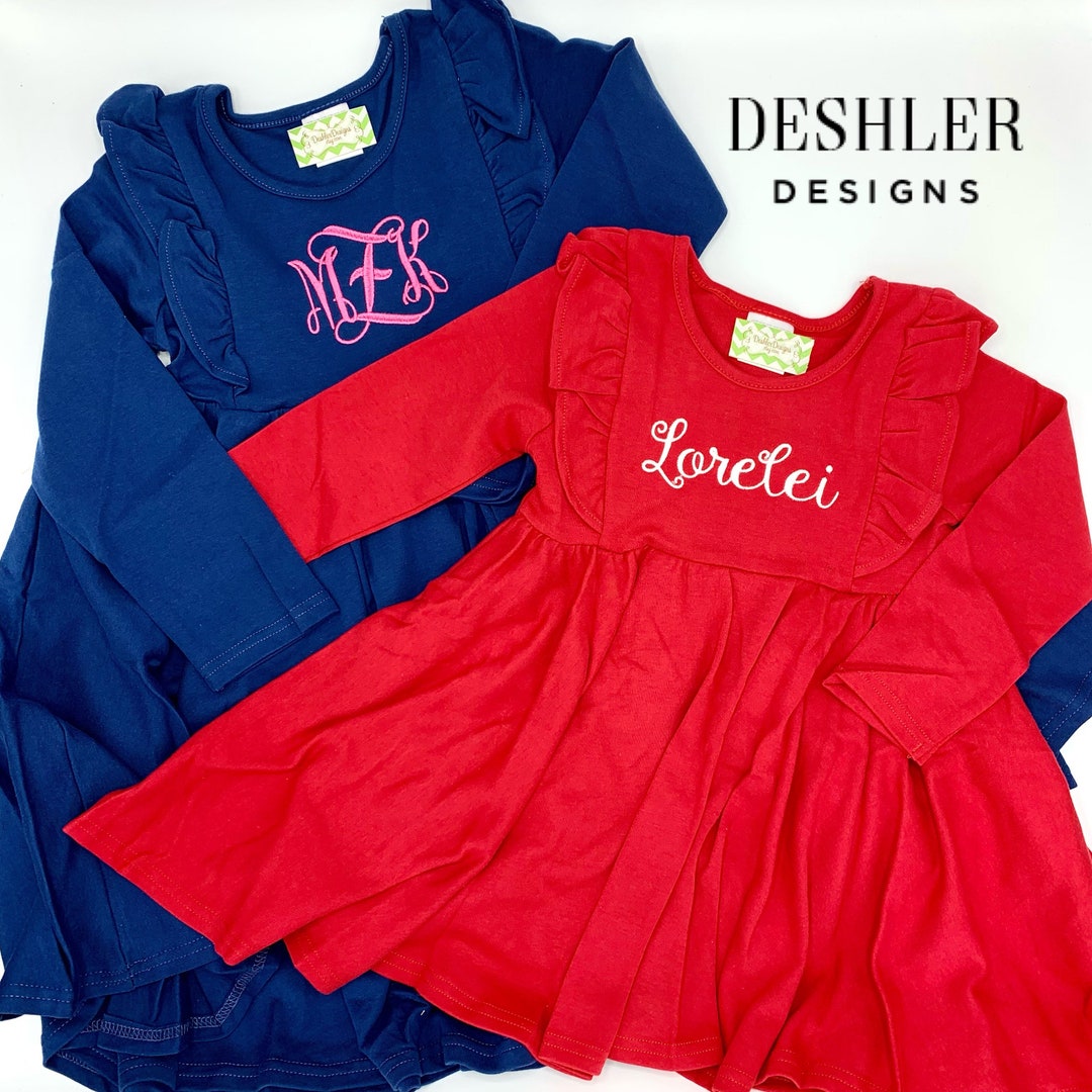 Monogram Dress, Monogrammed Dress, Monogram Ruffle Dress, Monogram ...