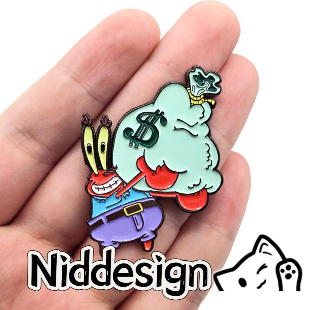 Spongebob Mr. Krabs Brooch - Krusty Krab Money Motif Enamel Pin ...