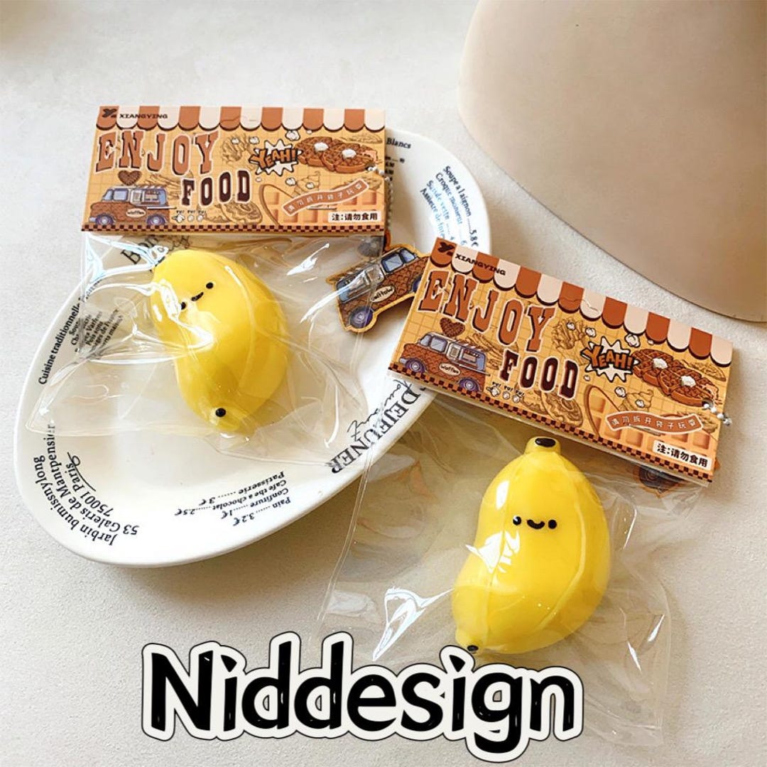 Banana Squishy Toy - Kawaii Stress Reliever & Fidget Sensory Toy (soft ...