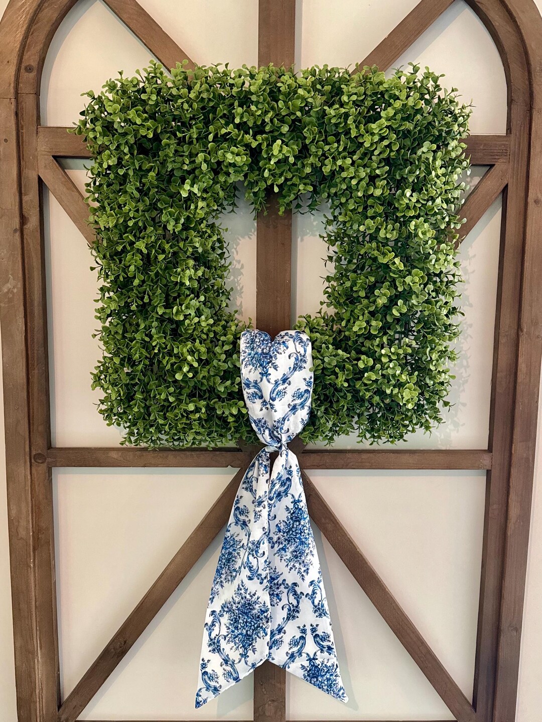 20in UV Outdoor Square Boxwood Wreath, Rectangle Outdoor Protected ...