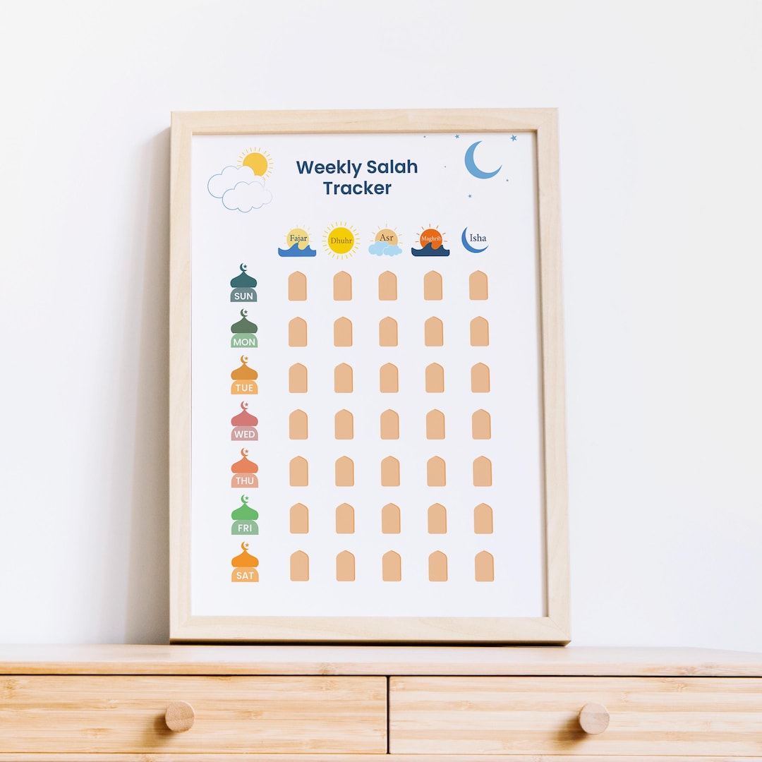 Weekly Salah Tracker for Kids | Islamic Prayer Chart | Salah Process ...