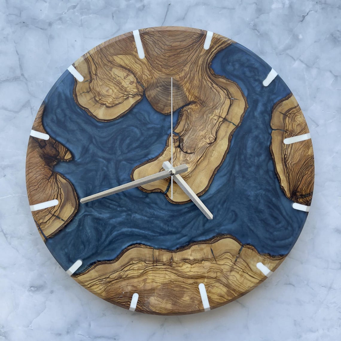 Epoxy Wall Clock, Olive Wood Clock, Resin Wall Clock, Home Decoration ...