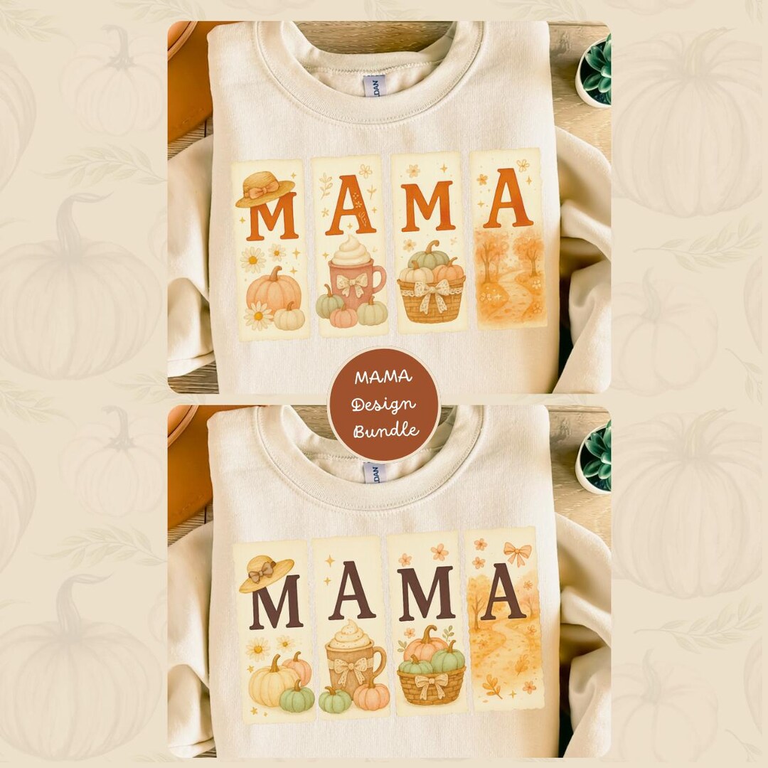 Fall Mama PNG Bundle: Retro Autumn Clipart, Thanksgiving Shirt Design ...