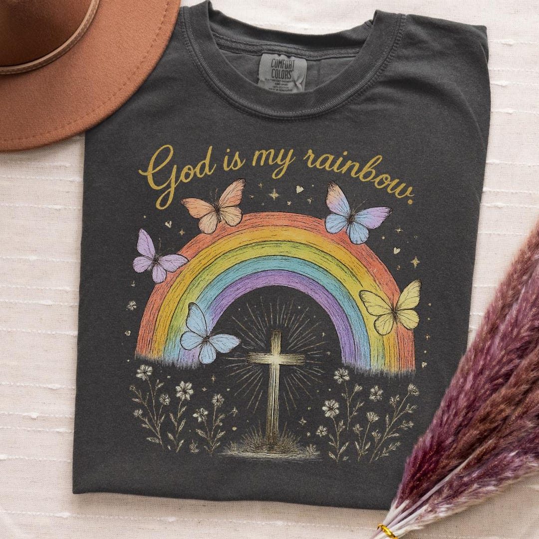 Christian Rainbow Cross PNG – “god is My Rainbow” Pastel Butterfly ...