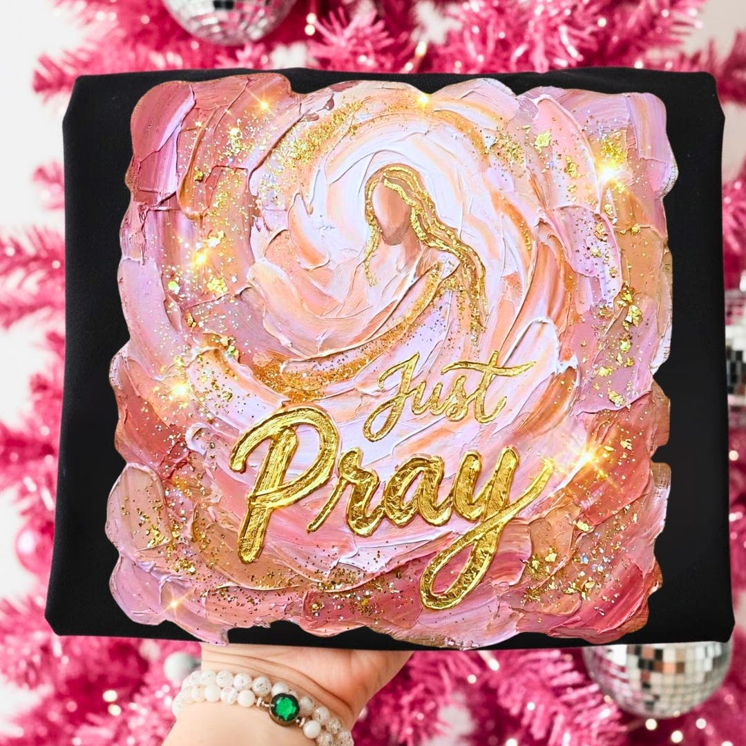 Just Pray Christian PNG, Pink Gold Brushstroke Faith Based Design ...