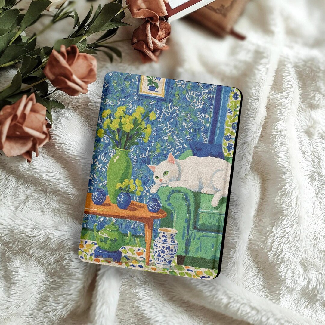 Colorful Matisse Inspired Cat Detachable Magnetic Kindle Case Clear ...