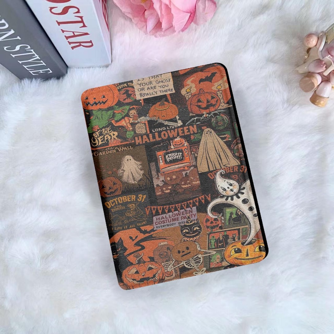 Spooky Halloween Pumpkin Vintage Ghost Kindle & Kobo Case With Hand ...