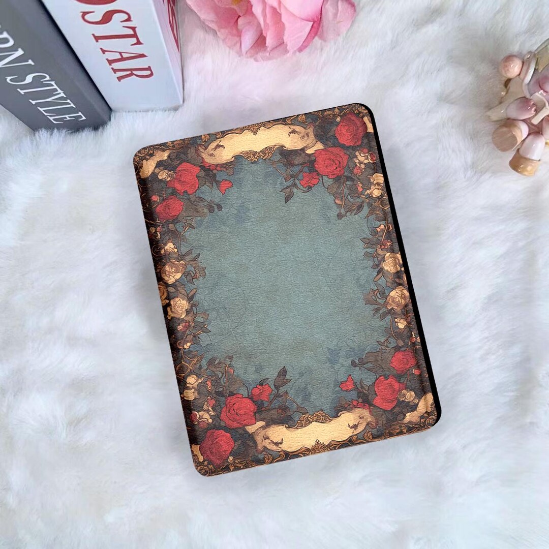 Vintage Elegant Flower Picture Frame Kindle & Kobo Case With Hand Strap ...