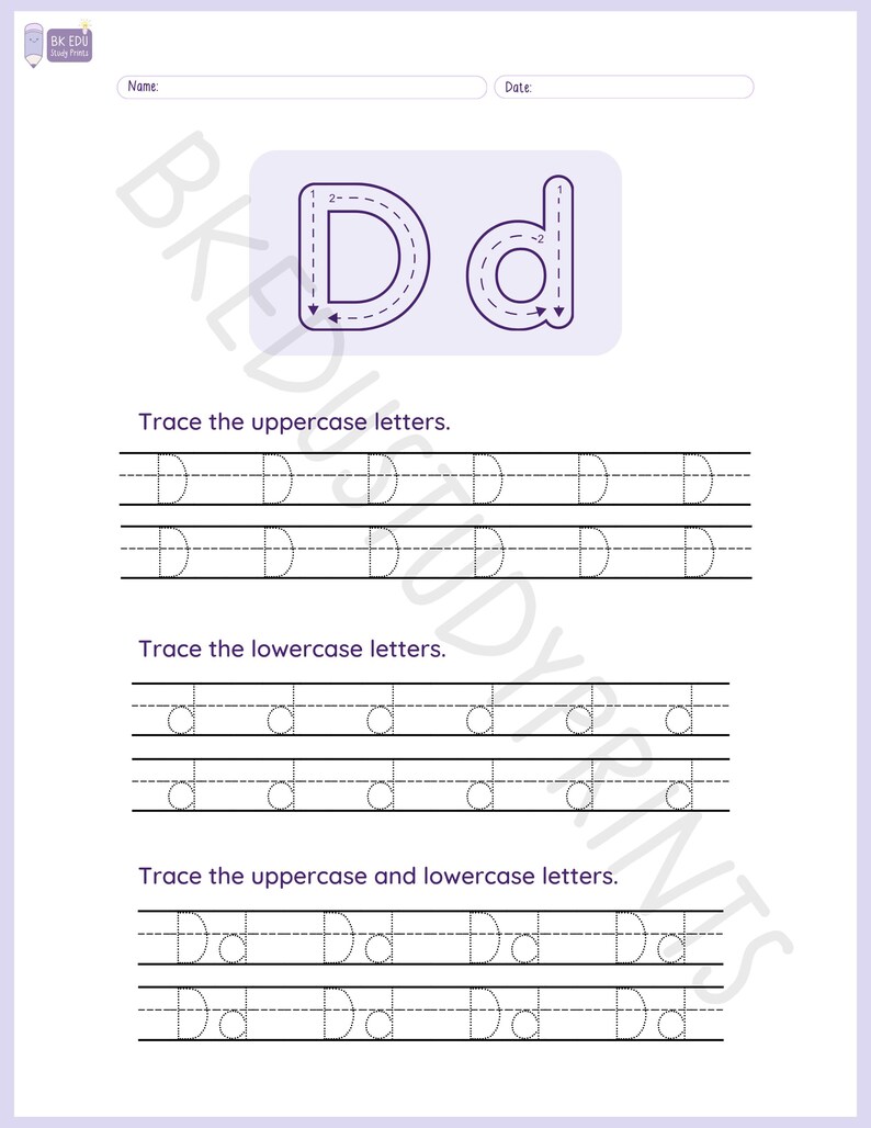 10 Printable Alphabet Letter Dd Phonics Worksheets for Pre-k & K-2 ...