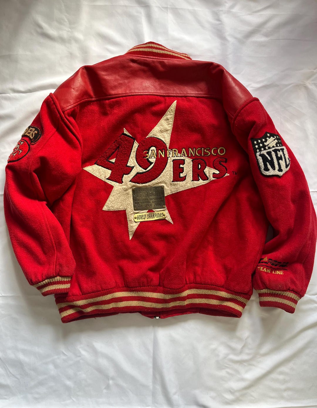 Rare Vintage 90s Campri Distressed 49ers Super Bowl World Champion Team ...