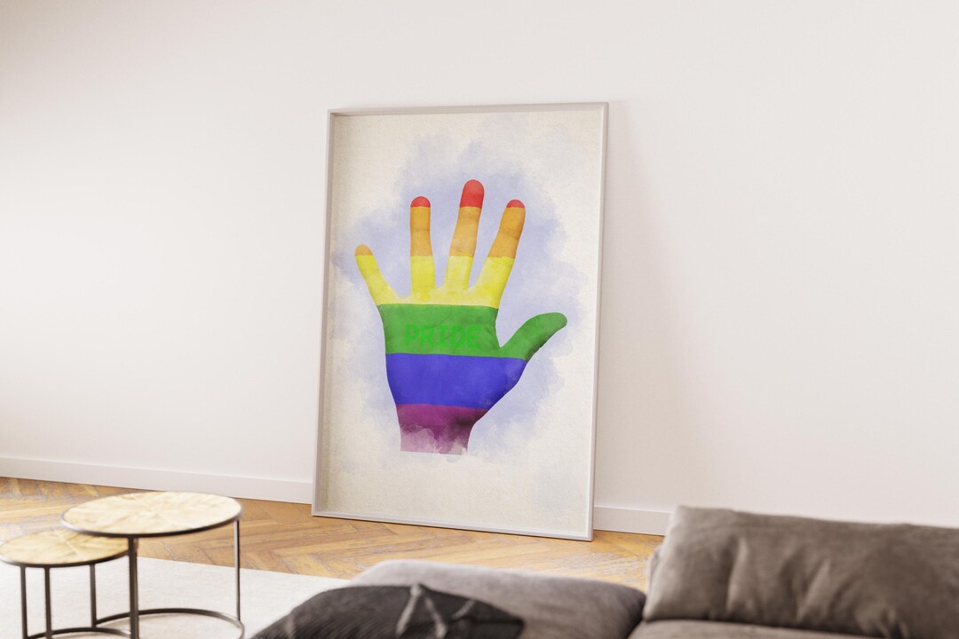 Pride Poster Digital Download LGBTQ Wall Art Rainbow Hand Print ...