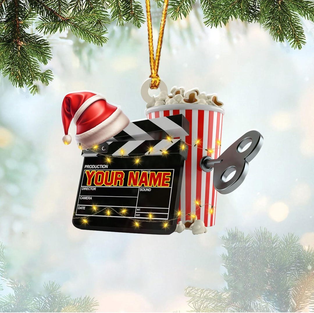 Personalized Film Clapboard Christmas Ornament, Custom Movie Popcorn ...