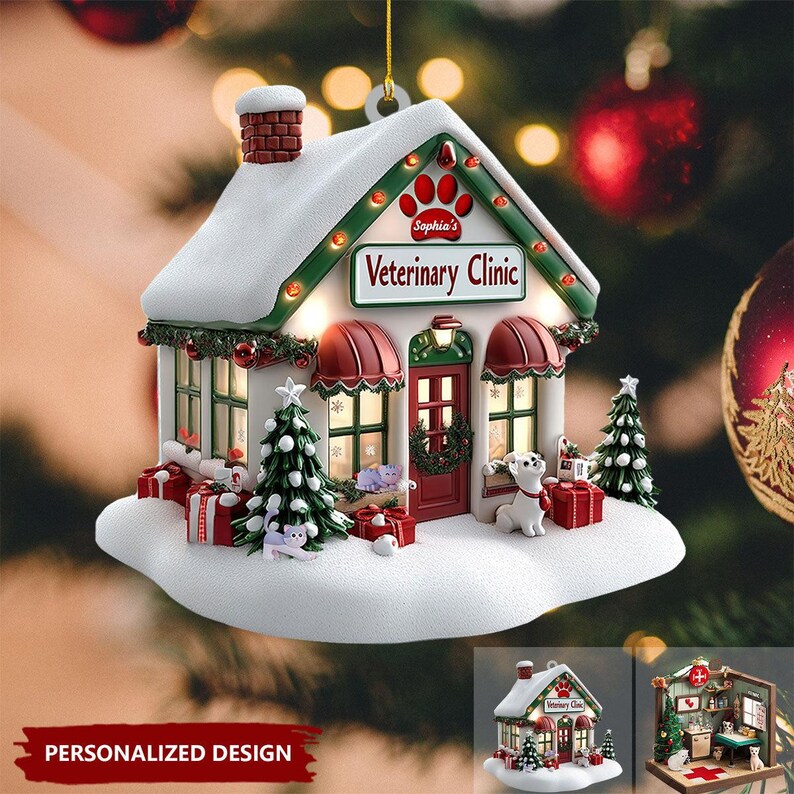 Personalized Veterinarian Clinic Christmas Ornament, Custom ...