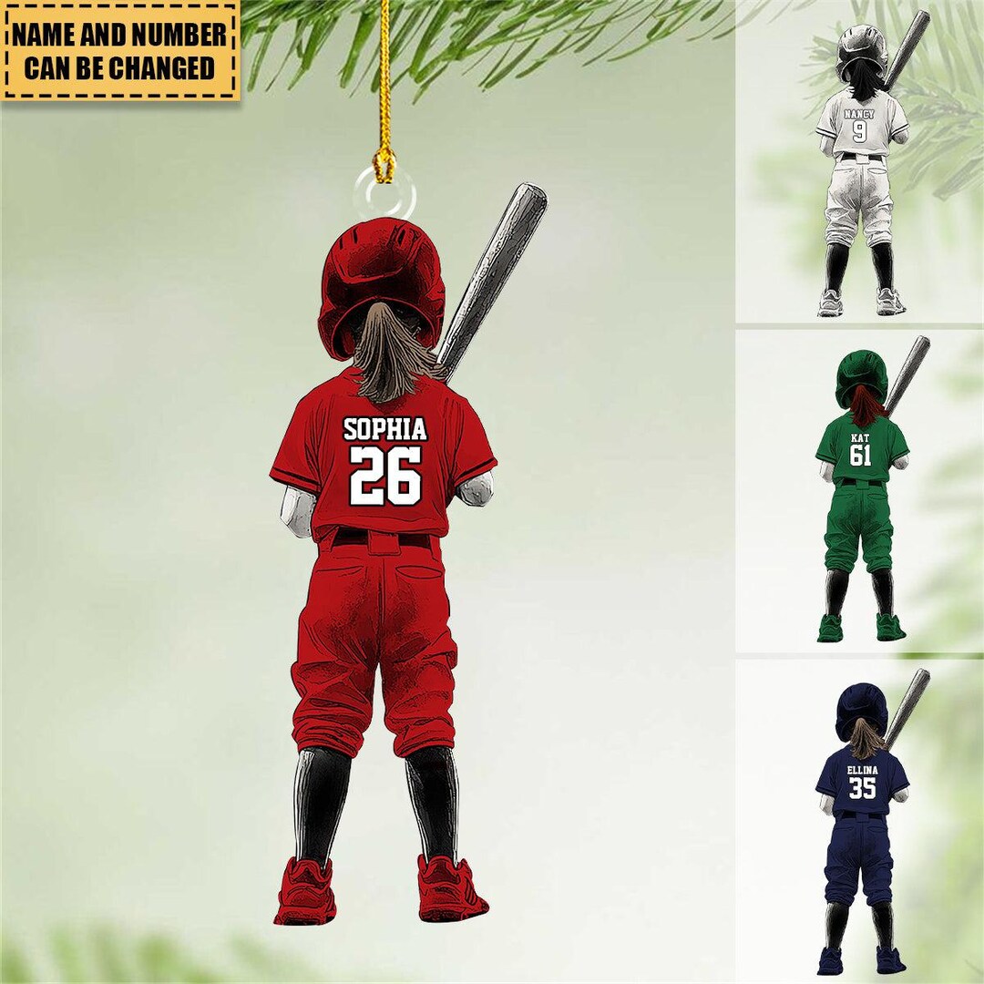 Personalized Softball Girl Christmas Ornament, Custom Name Softball ...