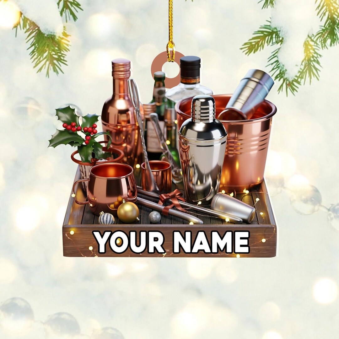 Personalized Bartender Christmas Ornament, Custom Name Bartender ...
