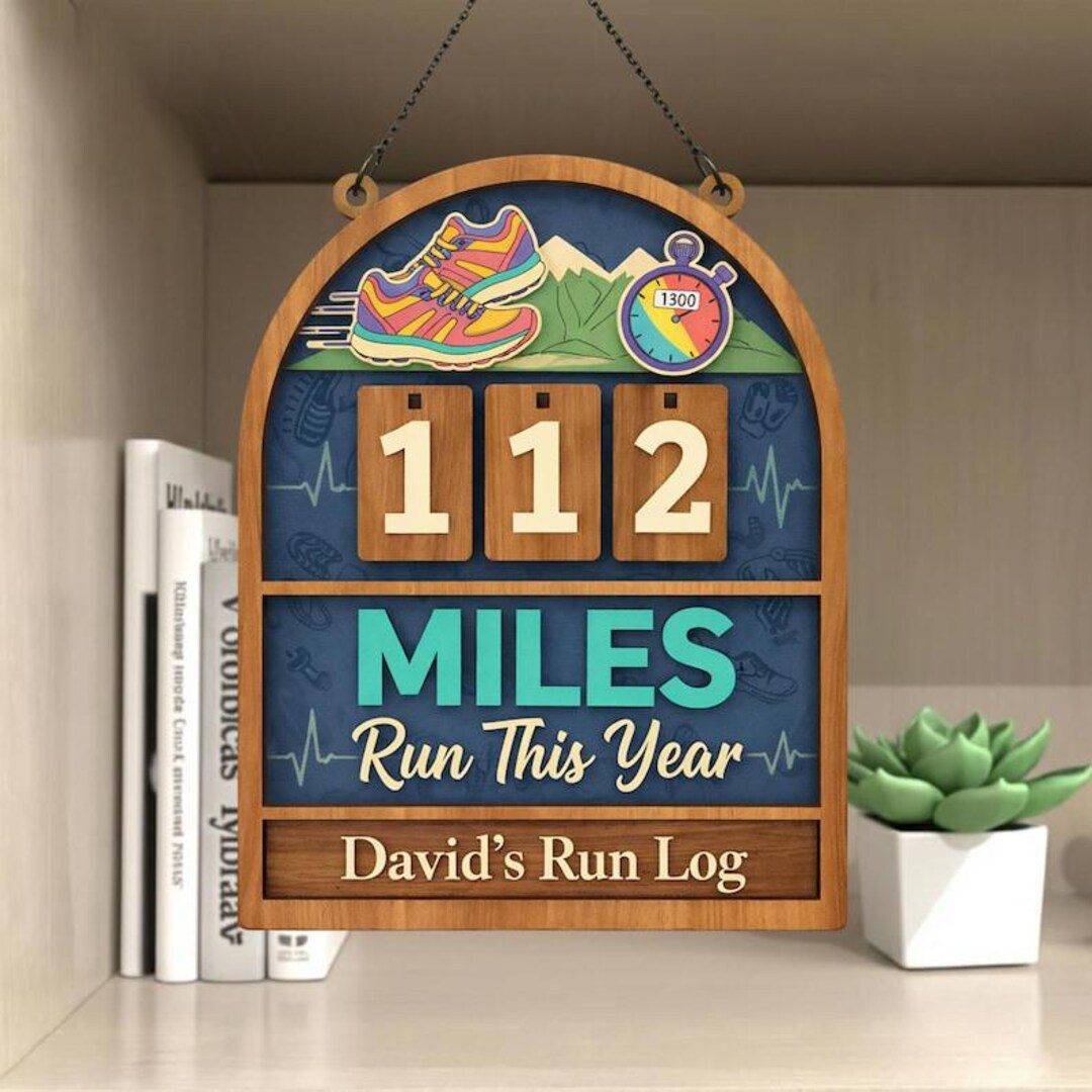 Personalized Running Miles Tracker Sign, Run Log Board, Gift for ...