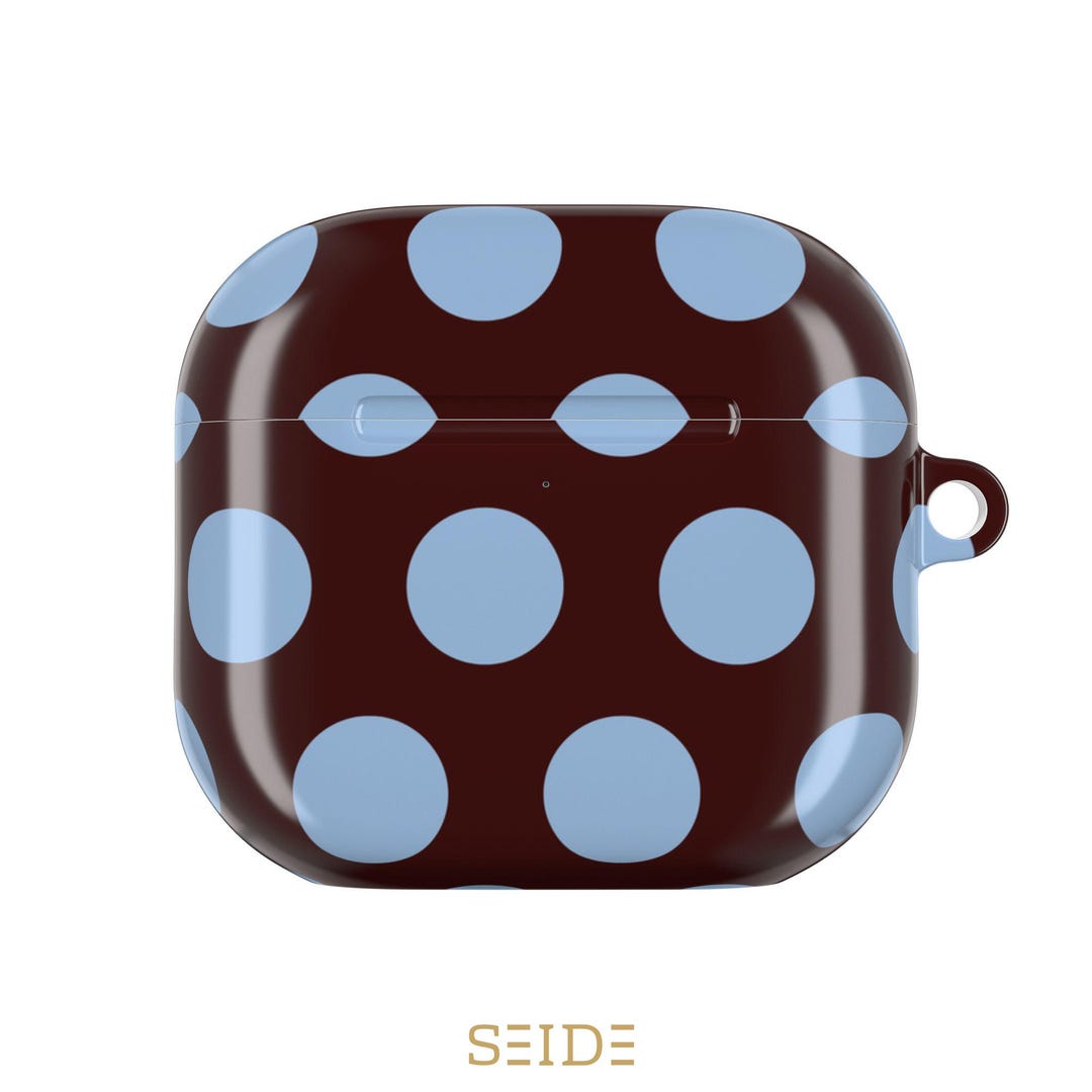 Blue Polka Dot on Chocolate AirPod Case | Retro Spot Pattern - Etsy
