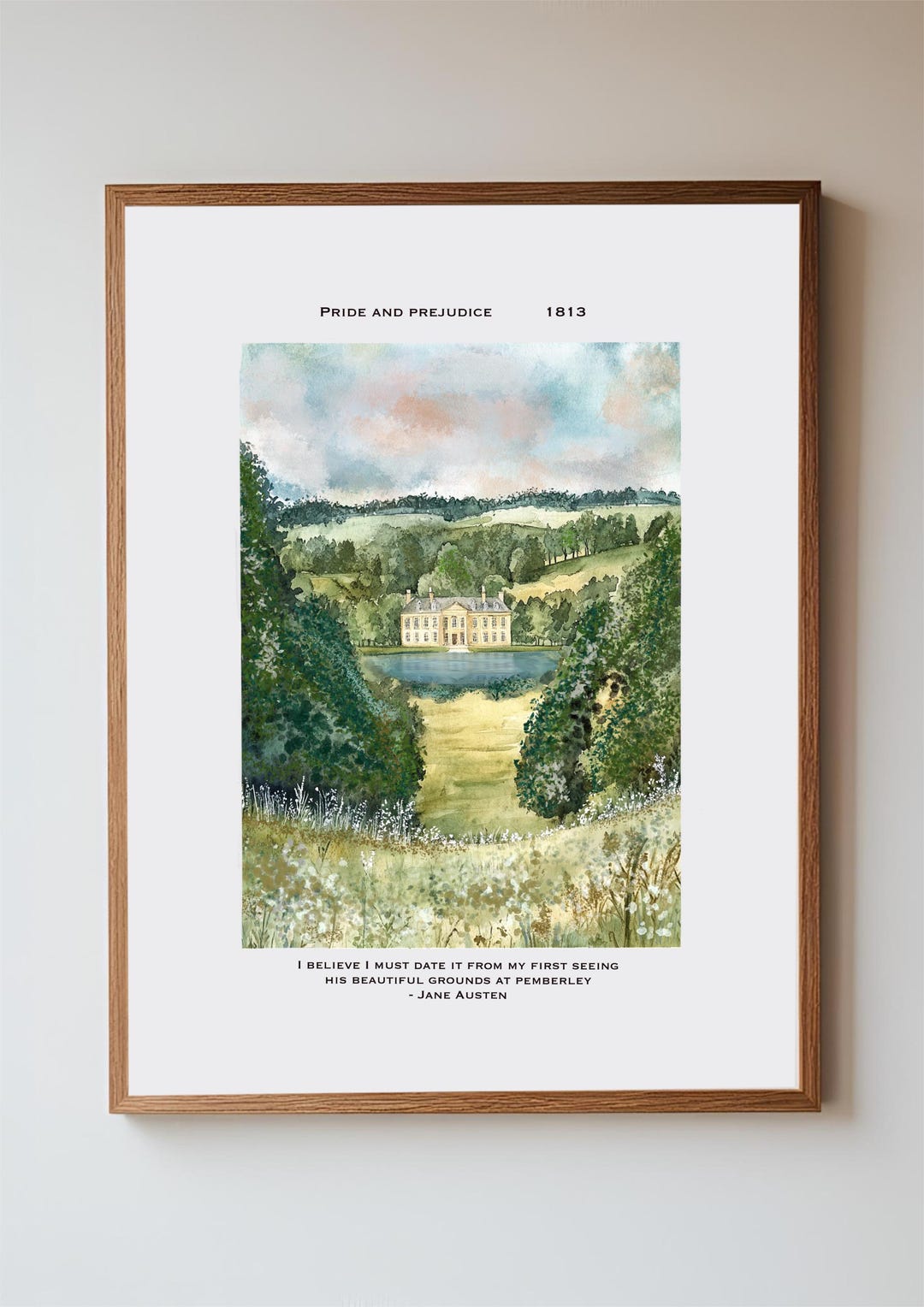 A4 Print of Pemberley From Pride and Prejudice, Jane Austen, Book Art ...
