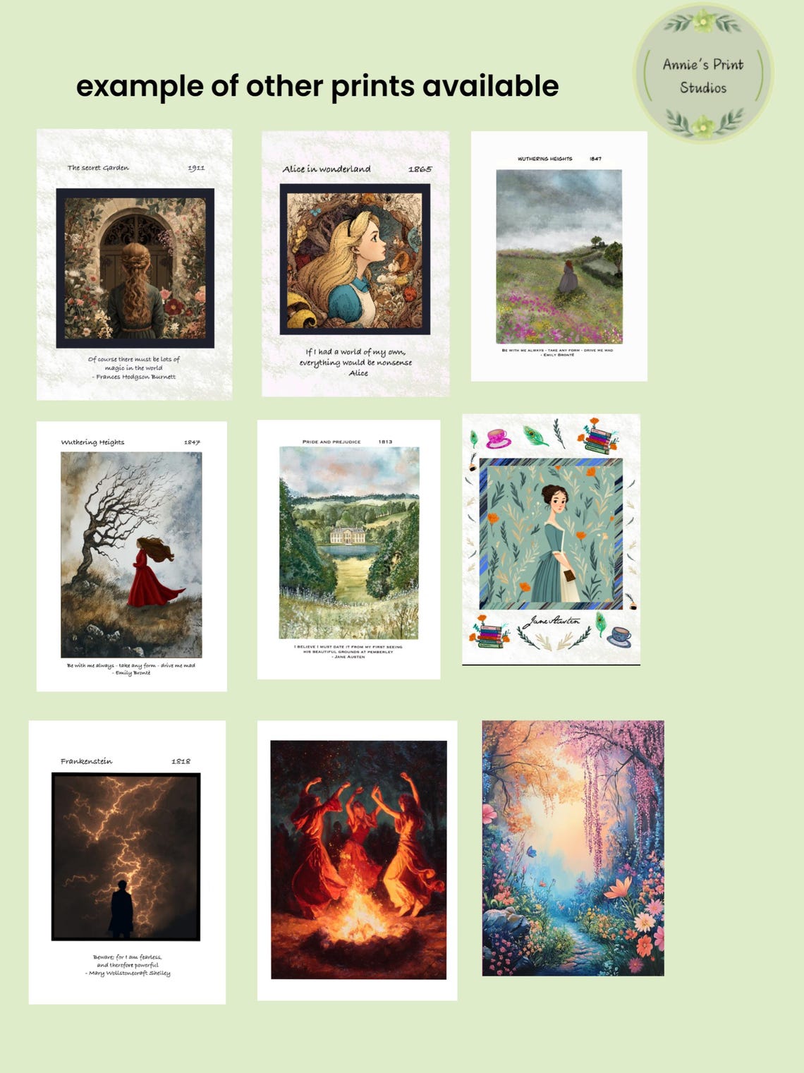 Emily Brontë Wuthering Heights Fan Art Print Illustration (PDF A4/A5 ...
