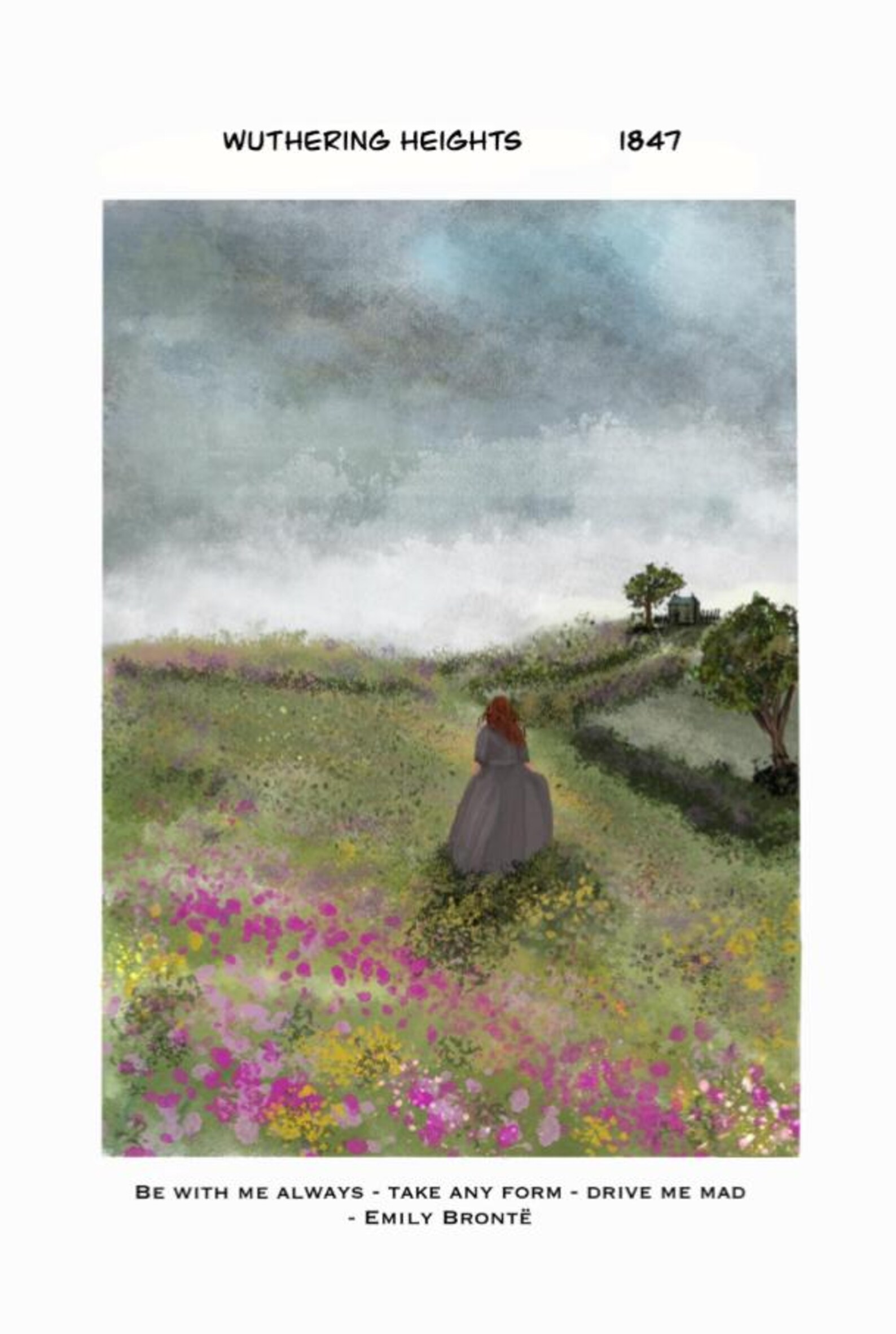 Emily Brontë Wuthering Heights Fan Art Print Illustration (PDF A4/A5 ...