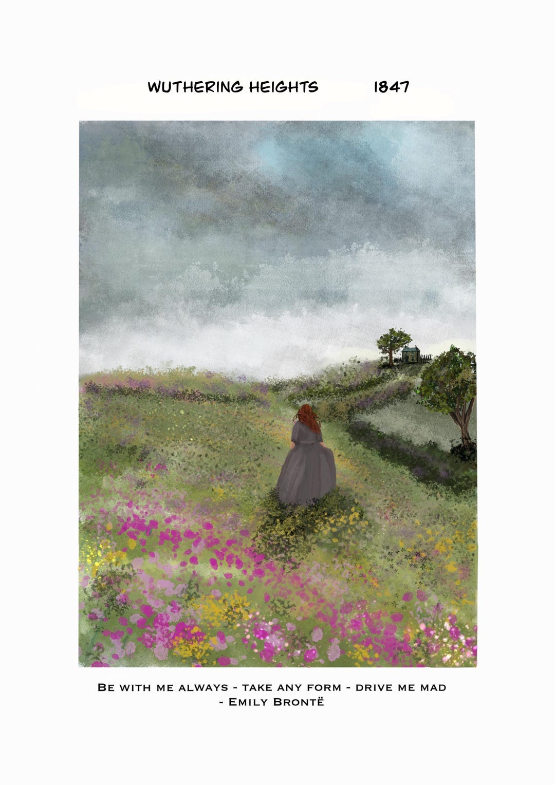 Emily Brontë Wuthering Heights Fan Art Print Illustration (PDF A4/A5 ...