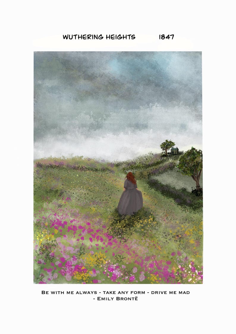 Emily Brontë Wuthering Heights Fan Art Print Illustration (PDF A4/A5 ...
