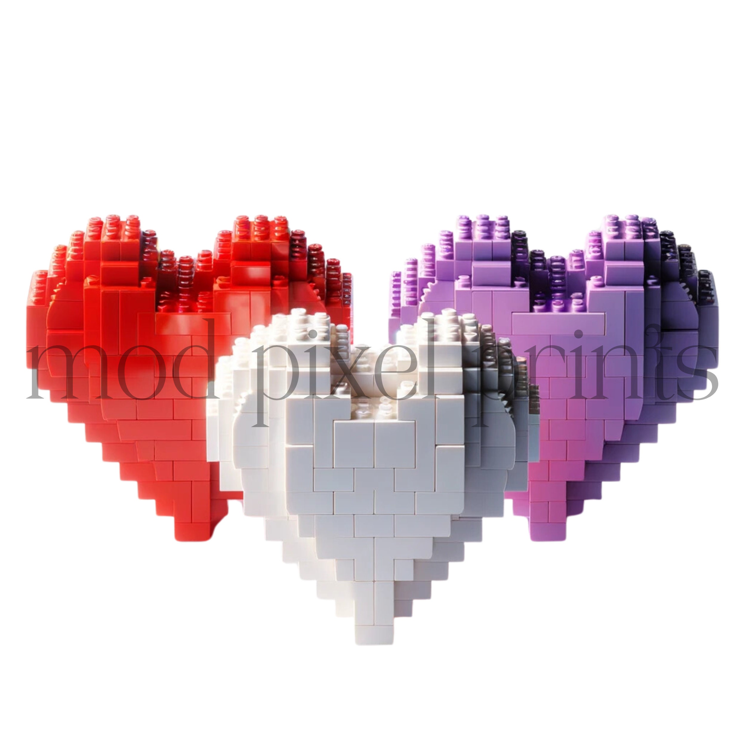 3D Brick Heart Bundle, PNG Instant Digital Download, Valentines Brick ...
