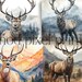 Deer Clipart SET OF 30, Watercolor Clip Art, Watercolor, Textures, Buck ...