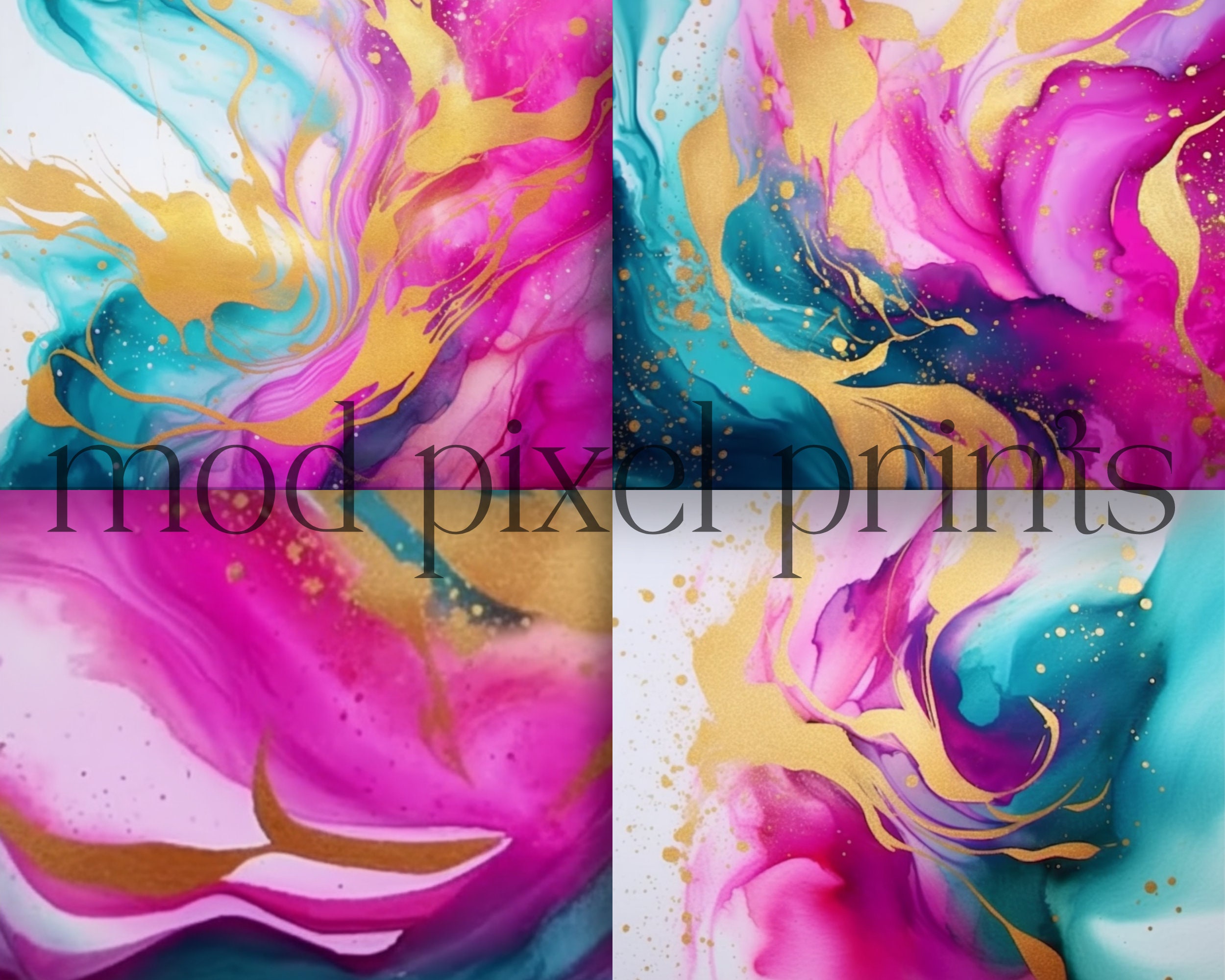 Alcohol Ink Digital Paper SET OF 20, Rainbow Alcohol Ink Clipart ...