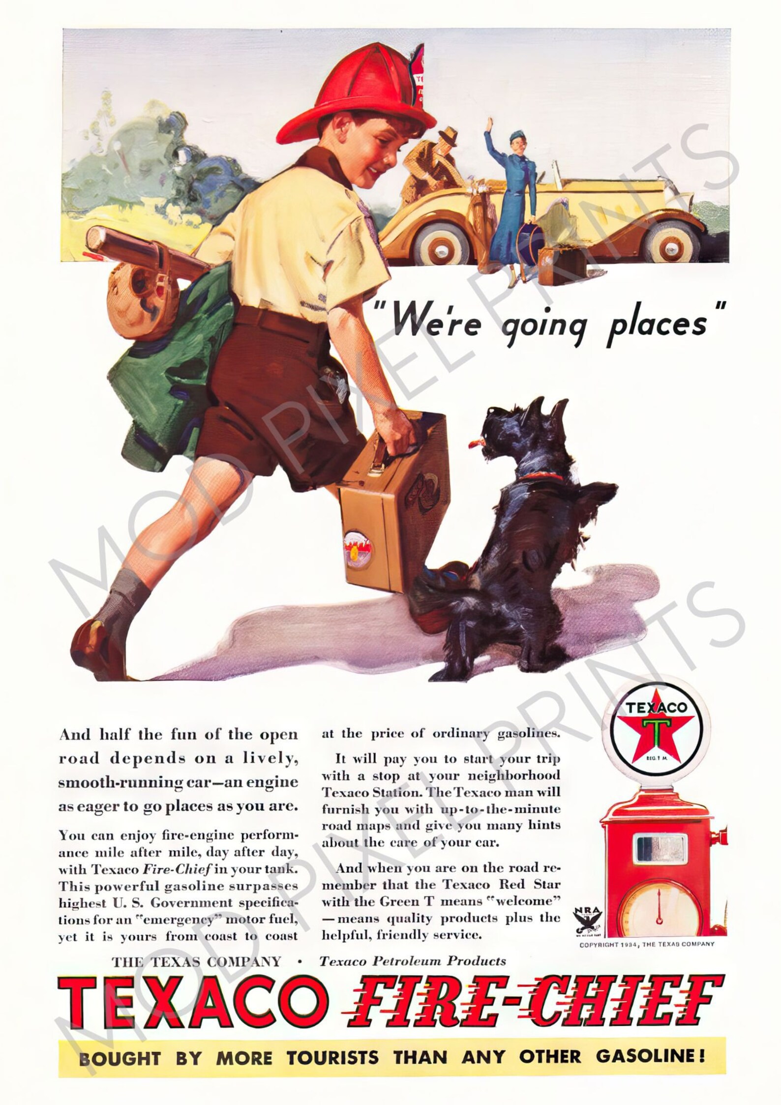 Set of 2 Retro Texaco Gasoline Advertisements From the 1950s - Digital ...