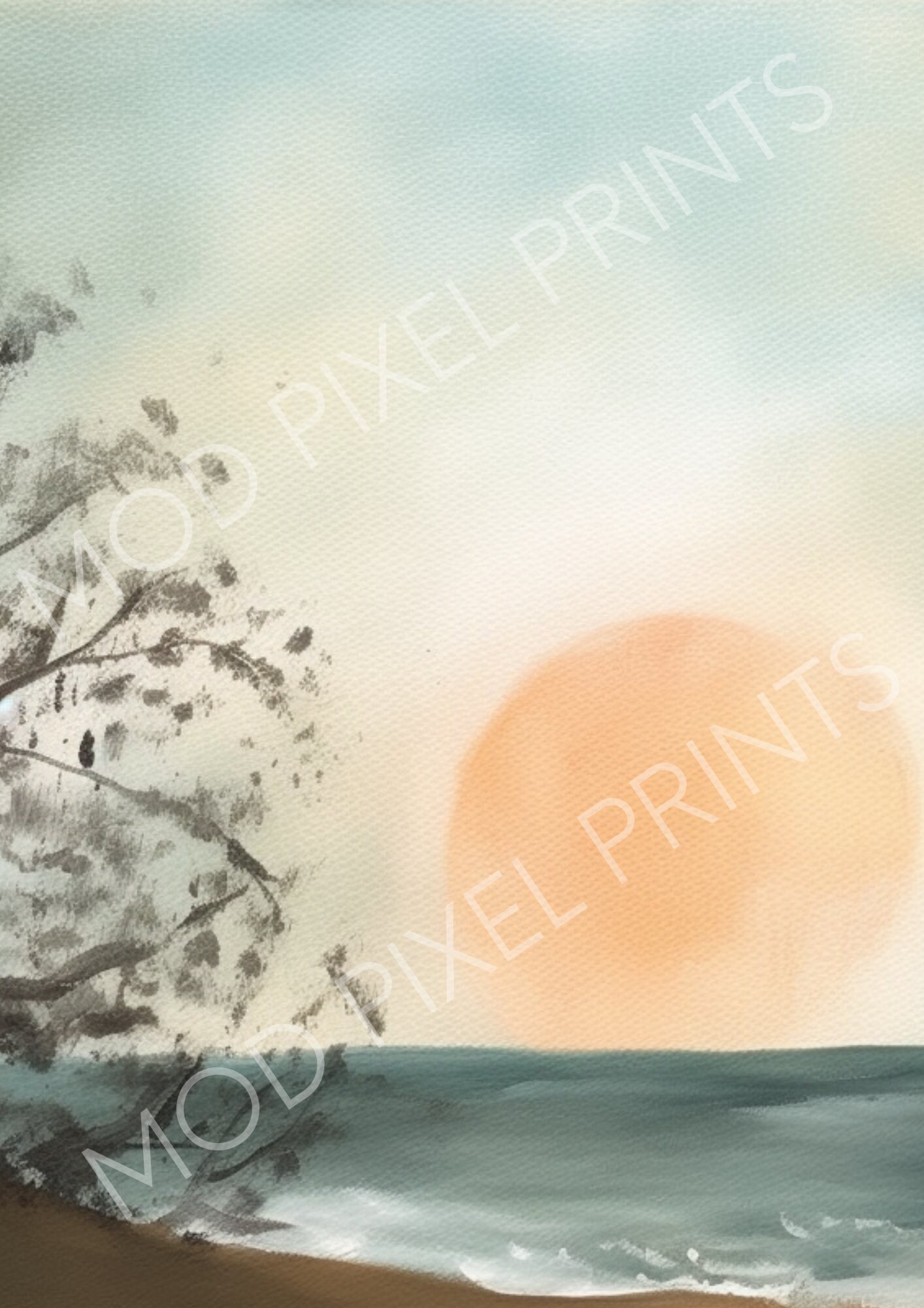 Beach Sunset Watercolor Smart TV Art Digital Download Samsung Frame Tv ...