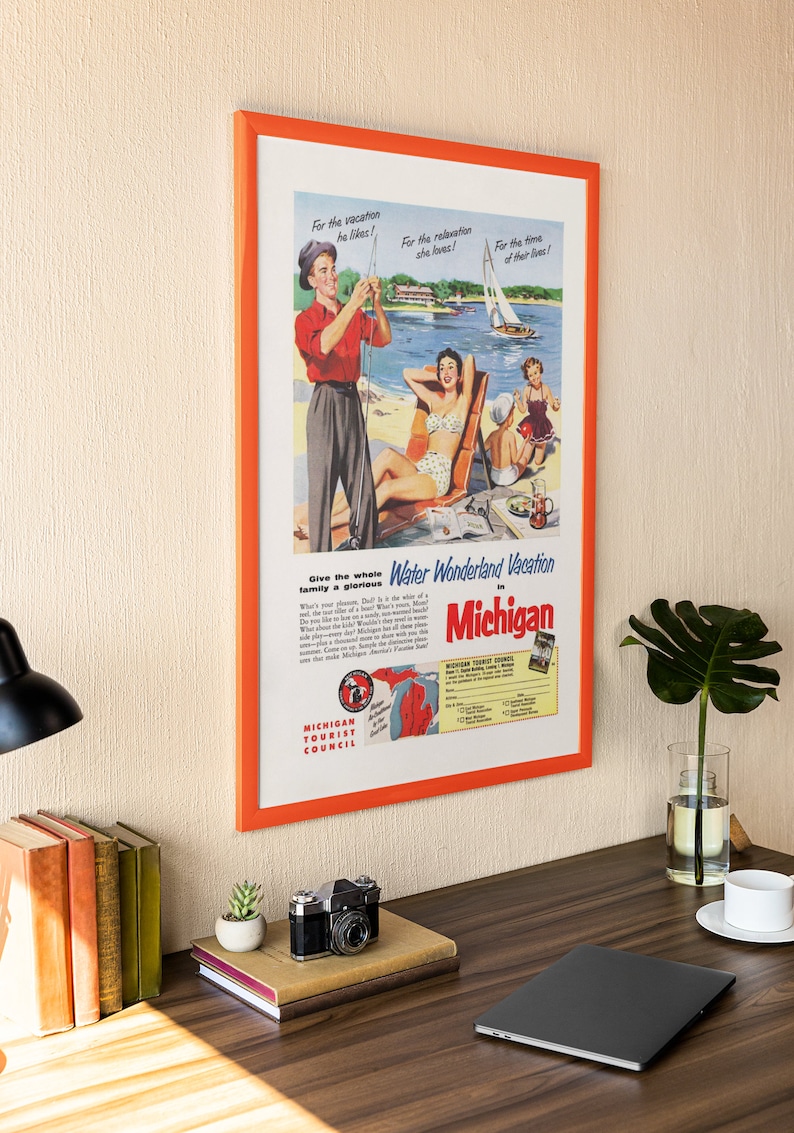 Vintage Michigan Travel Poster Printable Digital Art PRINTABLE Digital ...
