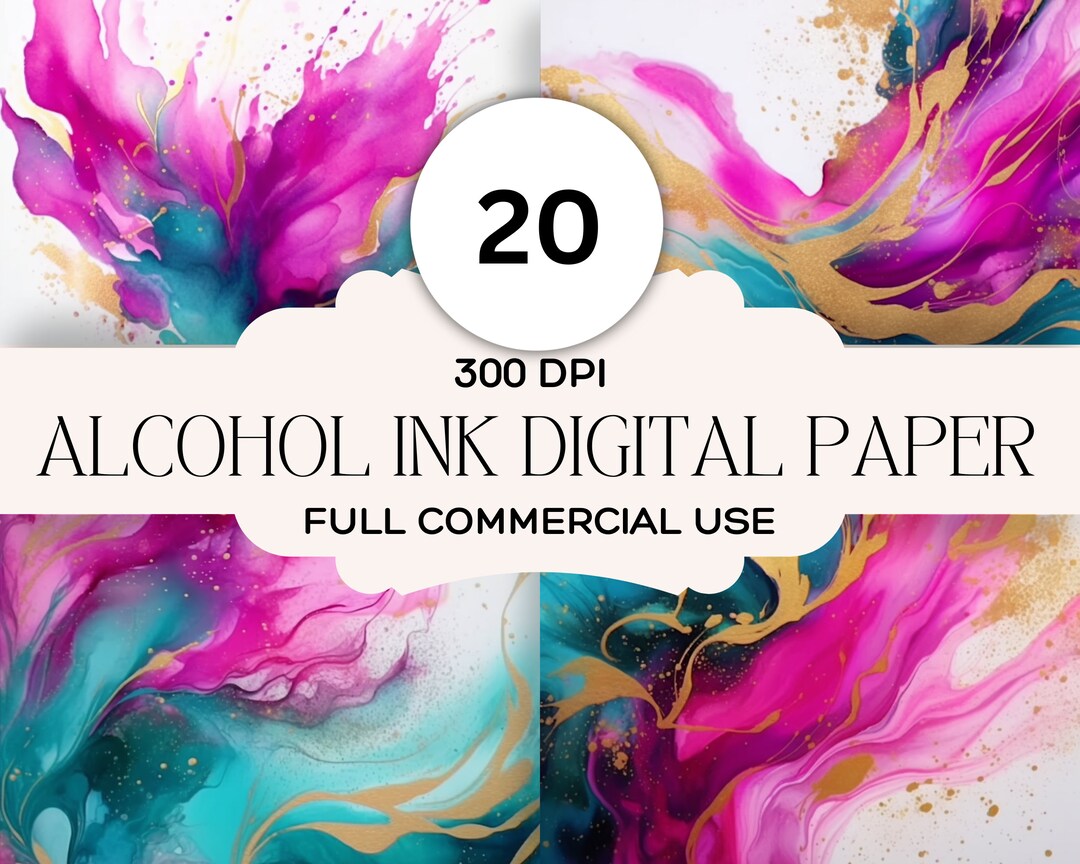 Alcohol Ink Digital Paper SET OF 20, Rainbow Alcohol Ink Clipart ...