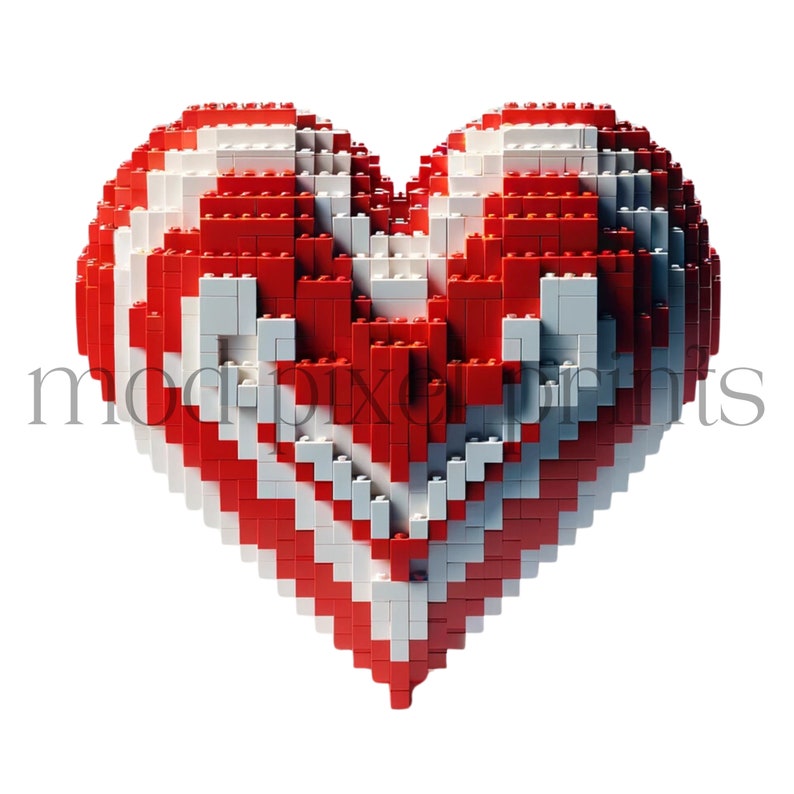 3D Brick Heart Bundle, PNG Instant Digital Download, Valentines Brick ...
