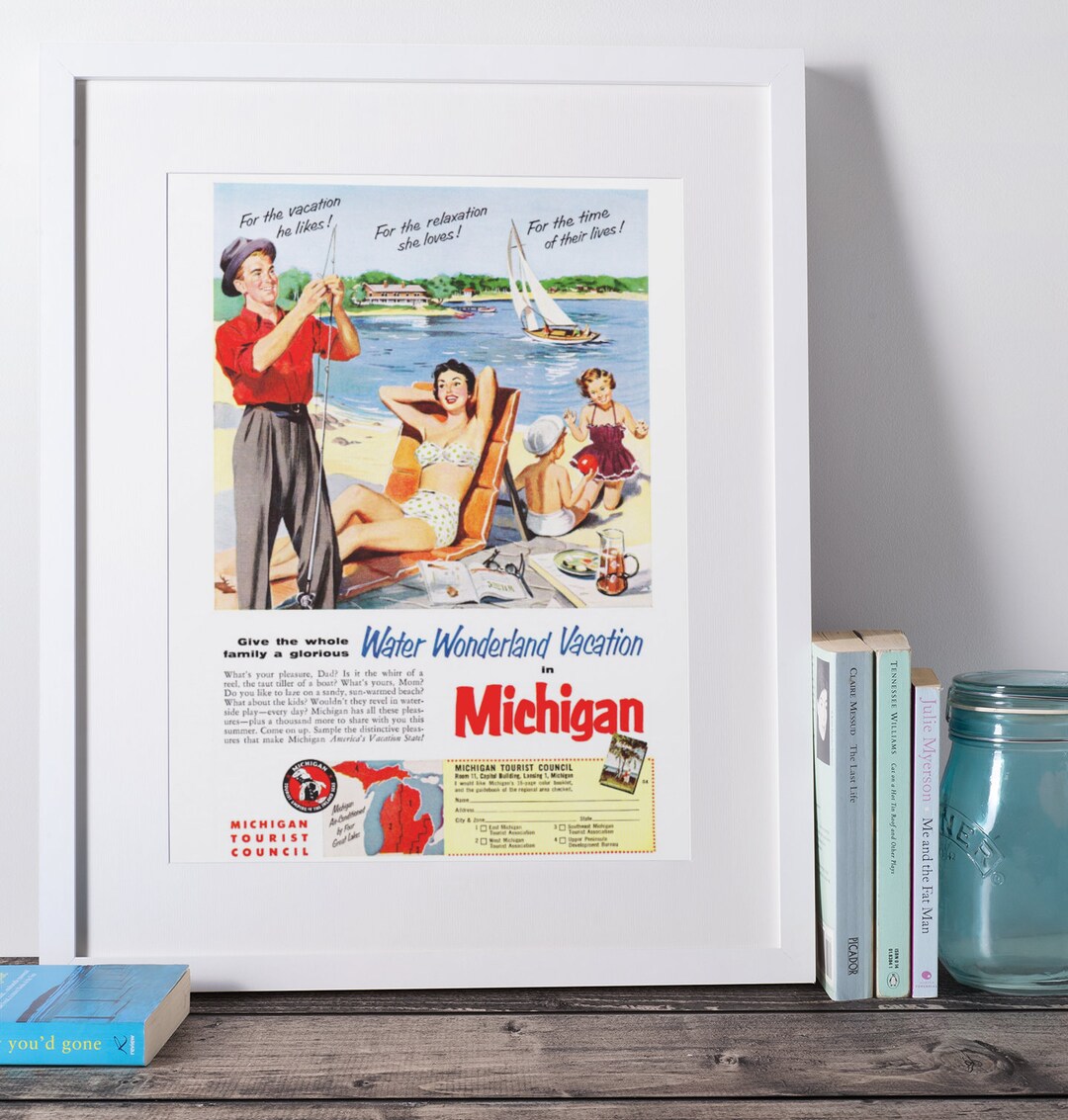 Vintage Michigan Travel Poster Printable Digital Art | PRINTABLE ...