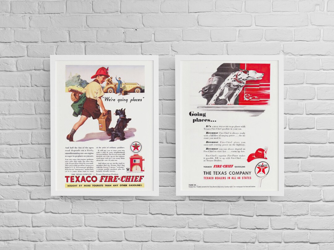 Set of 2 Retro Texaco Gasoline Advertisements From the 1950s - Digital ...