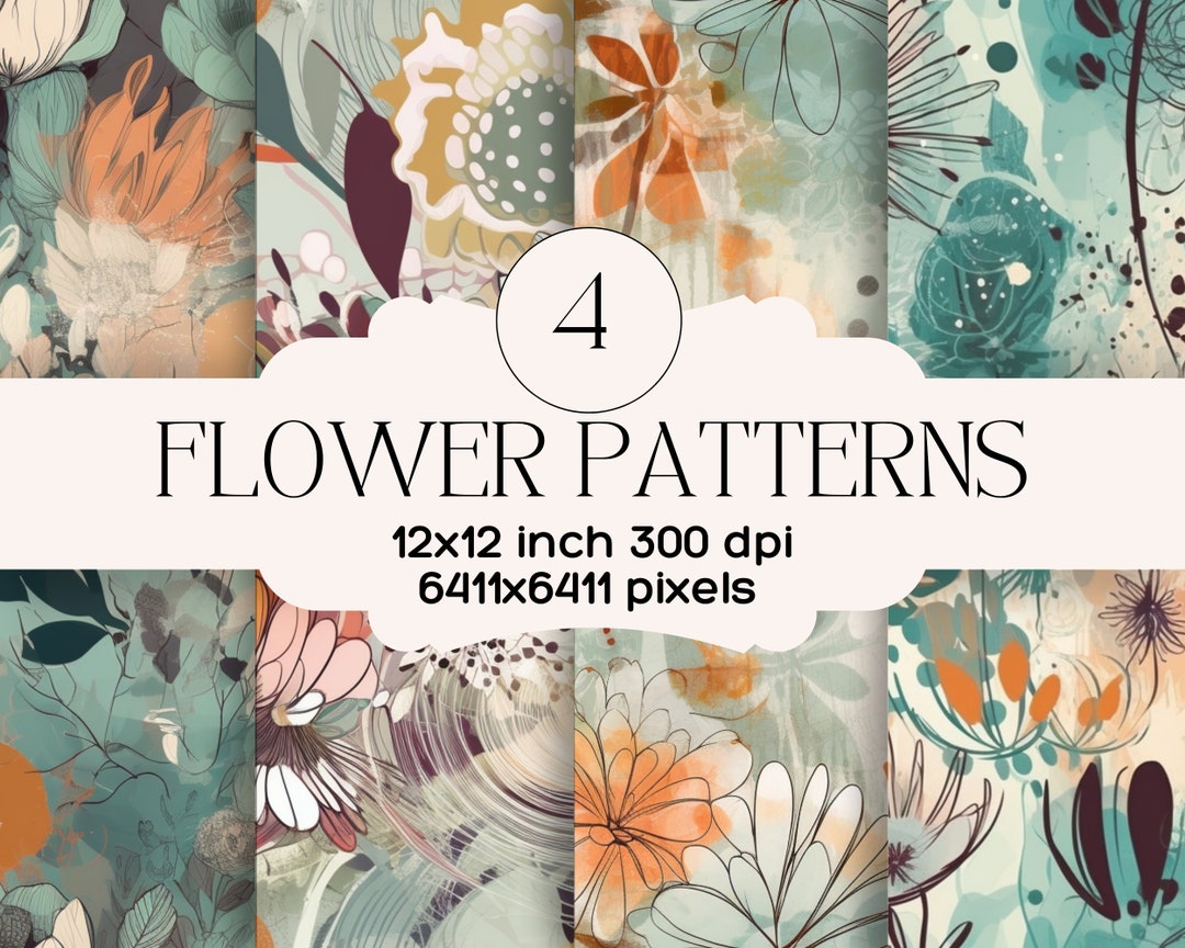 Colorful Seamless BOHO Flower Patterns Digital PNG Downloads| Flower Pattern | Mothers Day ...