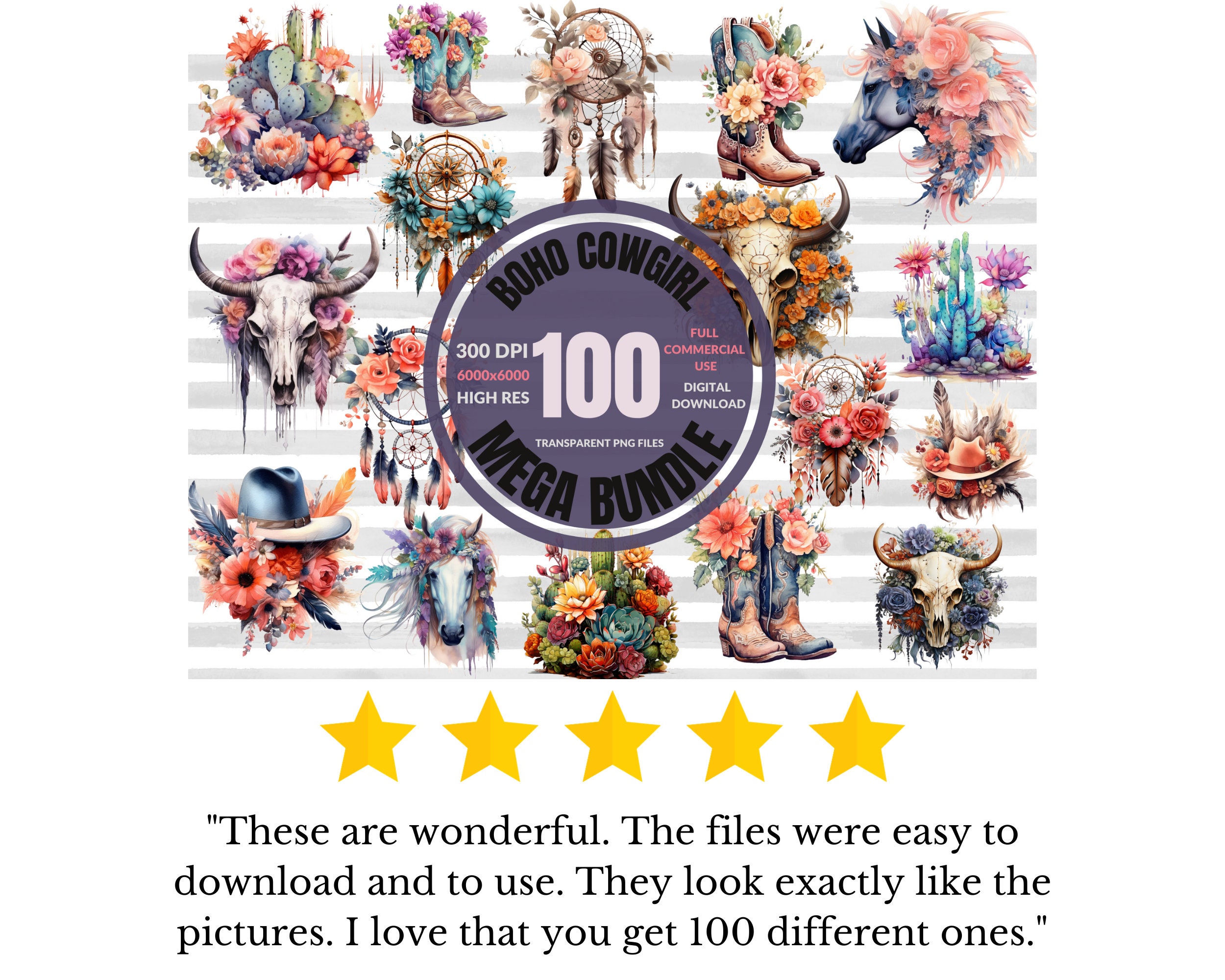 Westerner Clipart Bundle, Coastal Cowgirl Watercolor, BOHO Western ...